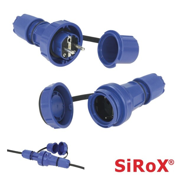 SIROX Stecker / Kupplung IP68 Schutzkontakt Schuko blau ...