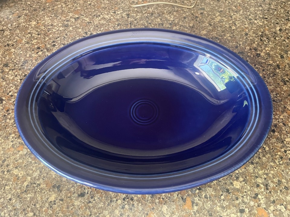 Fiestaware Cobalt Blue LARGE 12 1/4” Oval Serving Bowl - Homer Laughlin ...