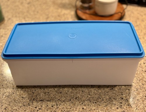 New Tupperware Jumbo Bread Keeper Storage Container Bright Blue Lid ...