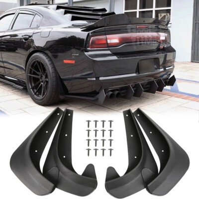 4PCS Car Auto Mud Flaps Mudguards Fender Splash Guards Black For Dodge ...