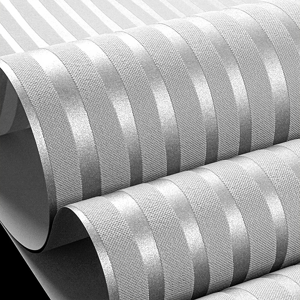 Non-woven Glitter Silver Metallic Grey Vertical Textured Wallpaper ...