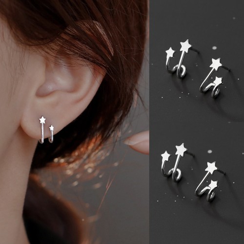 Women's 925 Sterling Silver Small Star Stud Earrings Trendy Minimalist Jewelry | eBay