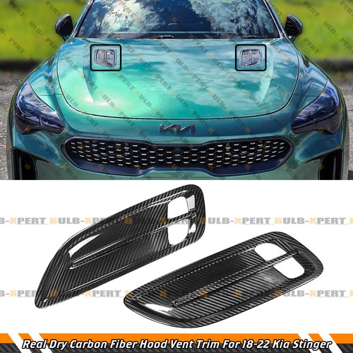 REAL CARBON FIBER BONNET HOOD VENT TRIM COVER OVERLAY FOR 2018-2023 KIA ...