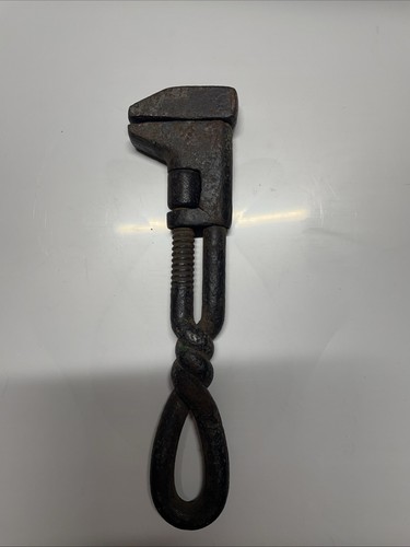 Antique Acme 8" Twisted Iron Vintage Pipe Monkey Wrench Plumbing Tool ...