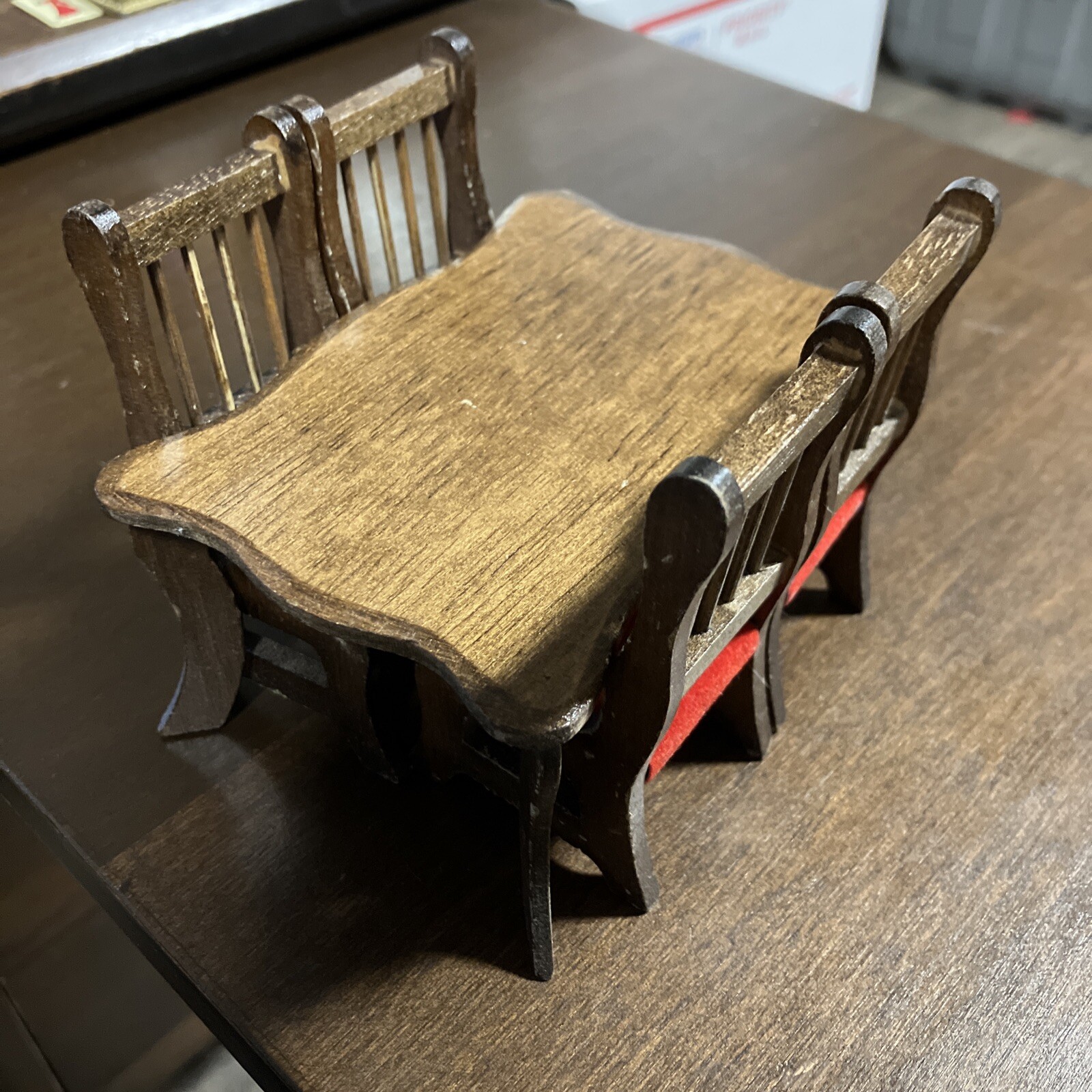 Concord Miniatures Dollhouse Dining Table and 4 Chairs Red Velvet On ...