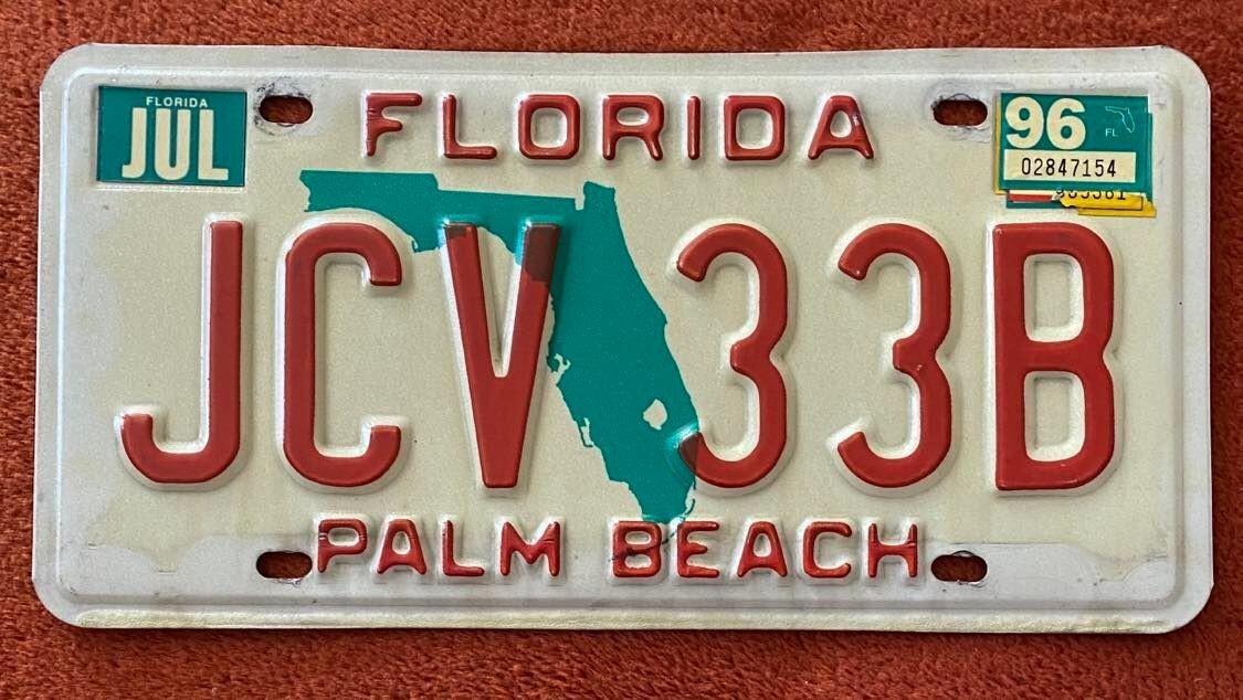 Florida 1996 PALM BEACH COUNTY License Plate # JCV 33B | eBay