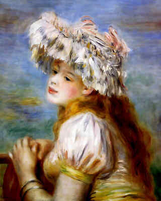 Girl in a Lace Hat Painting by Pierre-Auguste Renoir 8x10" Art Print - Restored | eBay
