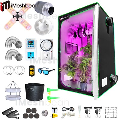 4x4 Complete Grow Tent Set Full Spectrum Grow Light Air Ventilation ...