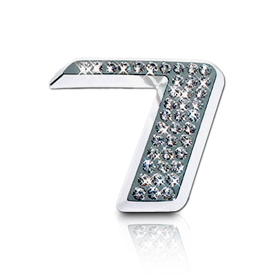 Crystallized Number 7 Car Emblem with Chrome Finish and Real Swarovski ...