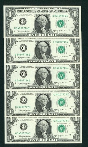 (( 5 CONSECUTIVE )) $1 1963 ((CHOICE CU)) ((JOSEPH BARR)) Federal ...