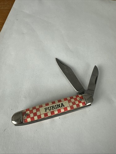 Vintage Bayes USA Purina Checker Board Two Blade Pocket Knife | eBay