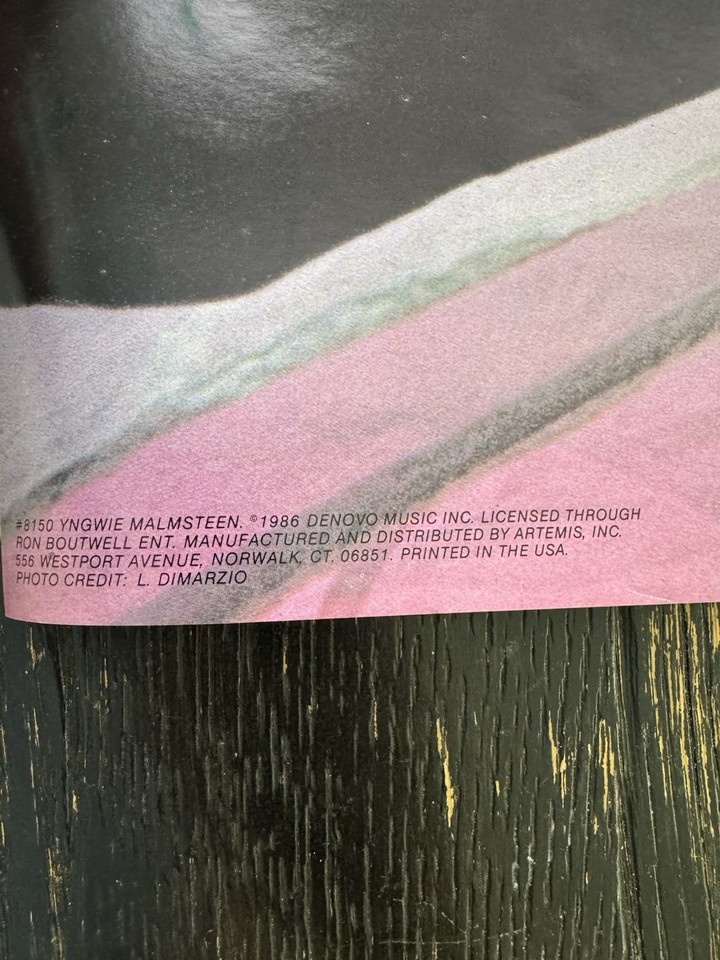 YNGWIE J MALMSTEEN POSTER 1986 VINTAGE 36x24 | eBay