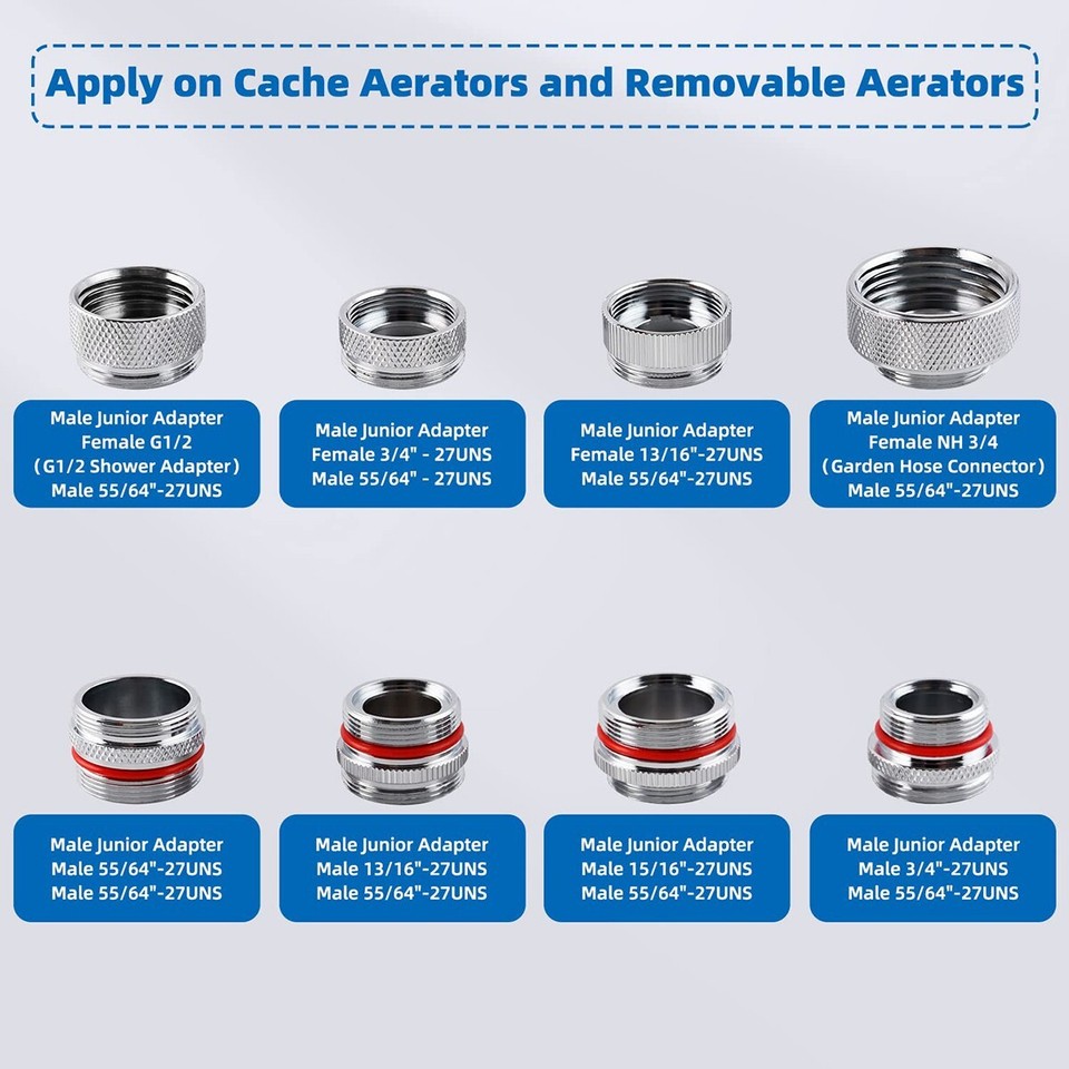 15 PCS Faucet Adapter Kit Brass Sink Aerator Adapters Male Female Sink ...