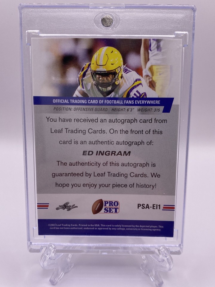 2022 Leaf Pro Set Ed Ingram Autograph Auto RC Rookie LSU Vikings PSA ...
