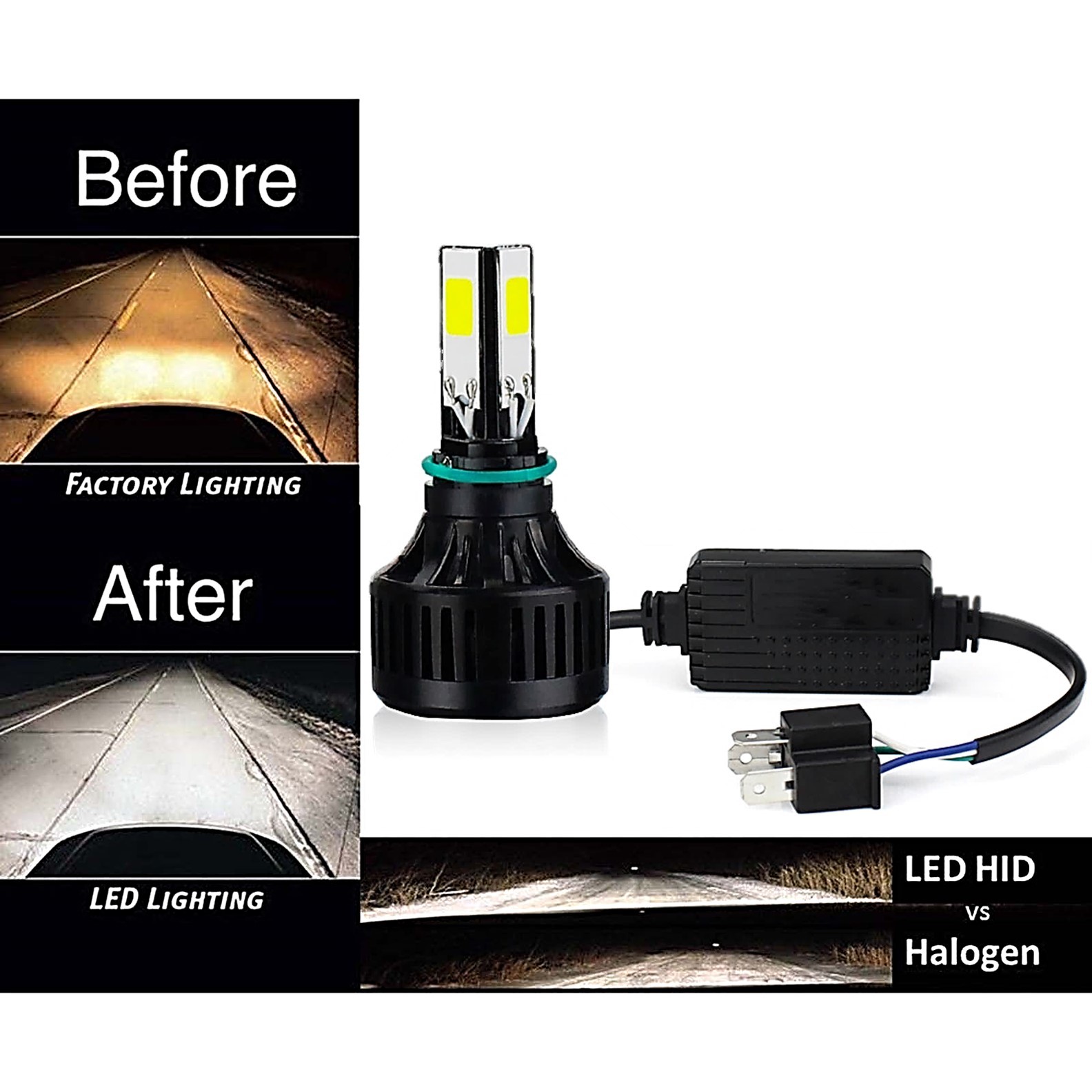 Motorcycle 7" Stock Style 6V 12V 6-12 Volt LED Headlight Chrome Bucket ...