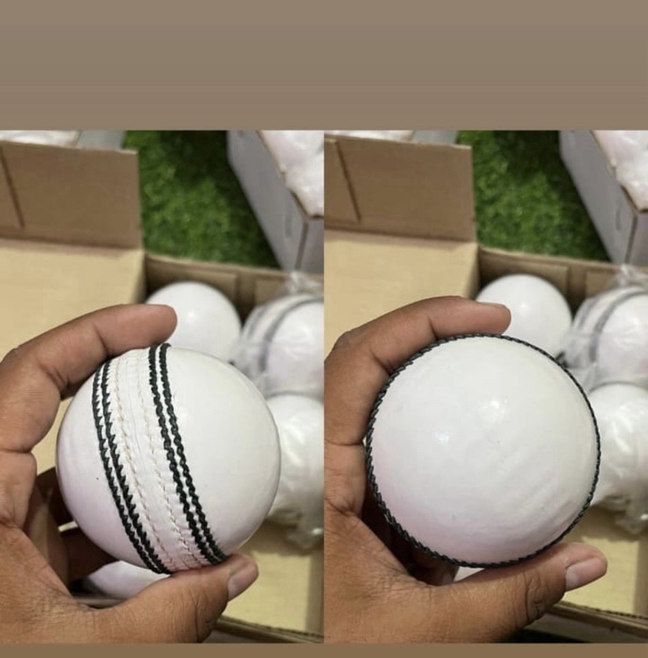 One White Cricket Ball Leather Entirely Hand Stitched, 5.5oz For 20-50 ...