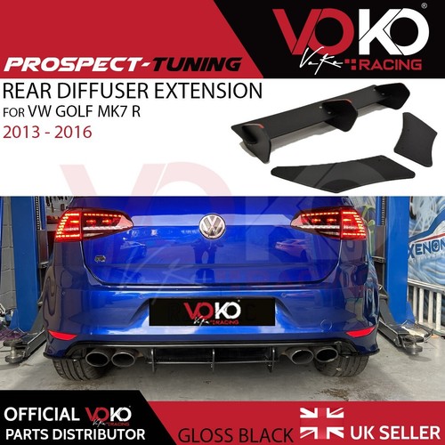 VW GOLF MK7 R REAR BUMPER DIFFUSER EXTENSION 2013-16 GLOSS BLACK | eBay