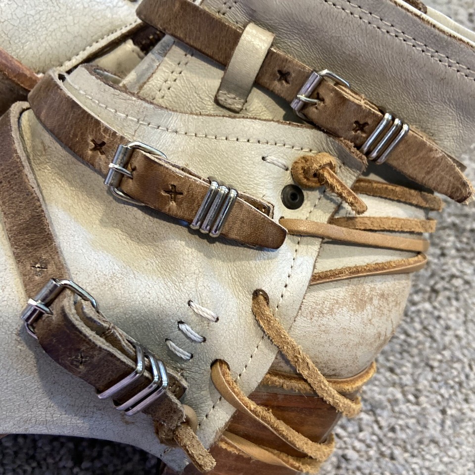 Freebird Crue Strappy Distressed Leather Boots In Ice Size 7 | eBay