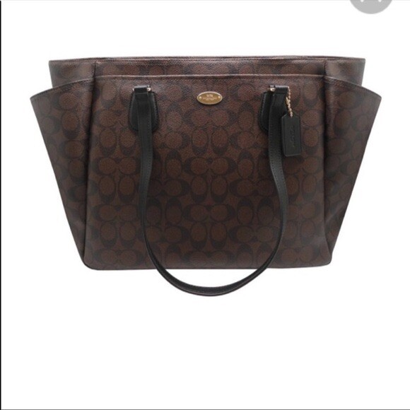 COACH BABY BAG IN SIGNATURE CANVAS (COACH F35414) LIGHT GOLD/BROWN ...