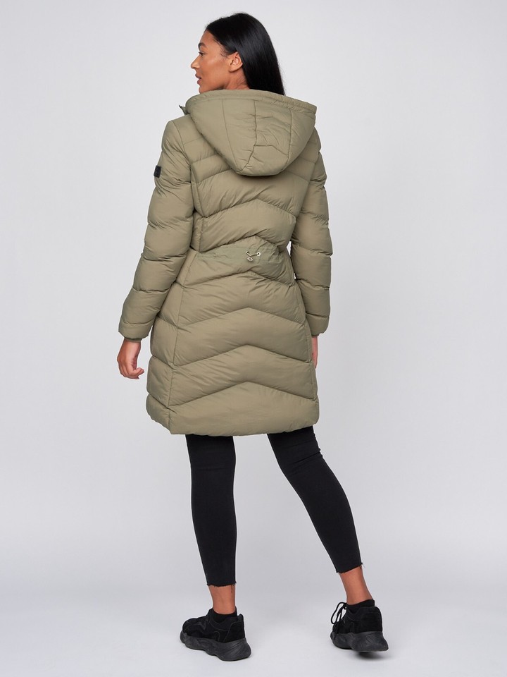 Womens Crosshatch Long line Jacket Parka Coat Puffer Padded Hooded ...