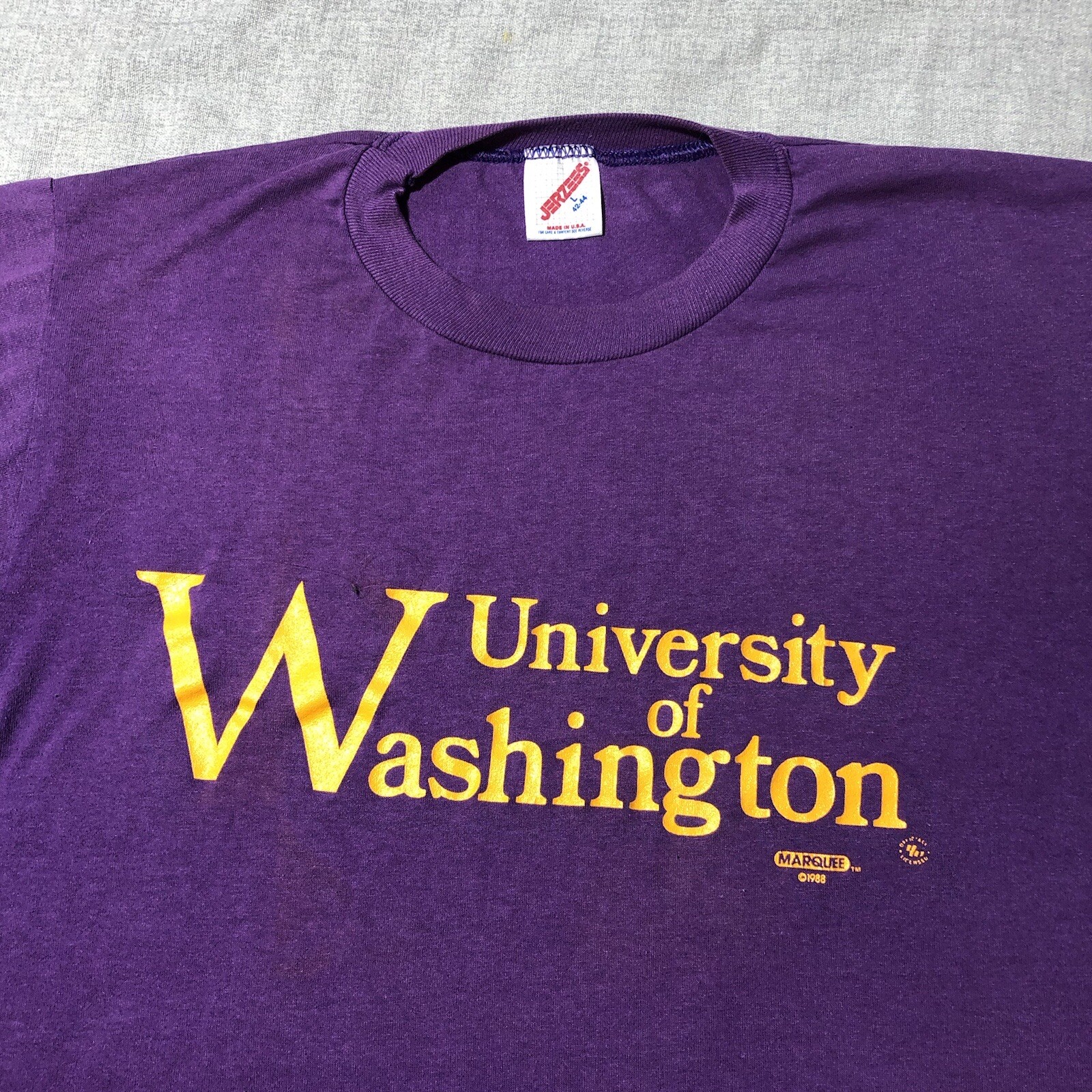 Vintage University of Washington T Shirt 1988 Jerzees L Purple Huskies ...
