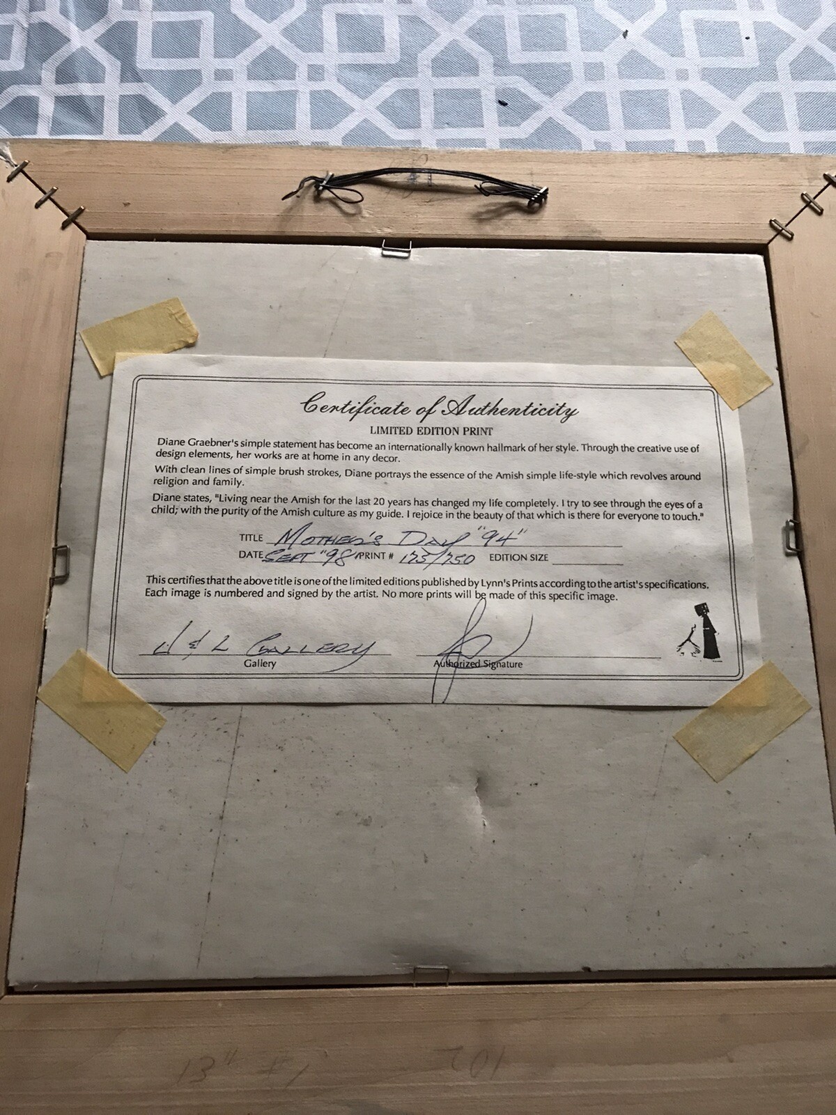 Diane Graebner Amish Numbered Signed COA Art Prints 94 Mother’s Day 95 ...