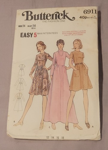 Butterick Vintage Sewing Pattern - 6911 Misses Dress - Size 14 | eBay UK