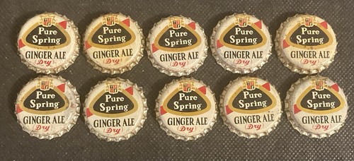 Pure Spring Ginger Ale Vintage Cork Lined Bottle Caps Lot of 10 ...