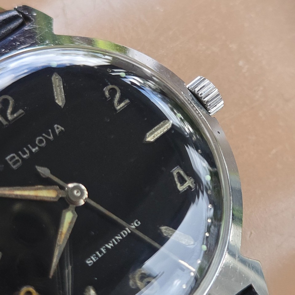 Vintage BULOVA Jet Clipper "D" men's automatic watch 11AFAC Black dial ...