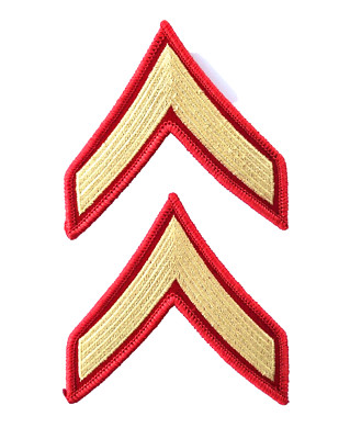 Marine Corps USMC Private First Class Gold on Red Chevron Patches | eBay