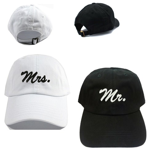 Mr. & Mrs. Wedding Bride & Groom 100% Cotton Baseball Caps Hats Couple ...