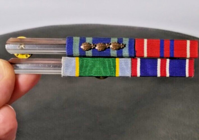 United States Military 4 Bar Ribbons with Oak Leaves Mounted on Metal ...