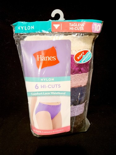 Hanes Nylon Hi Cut Panties 6 Pack Underwear Assorted Colors Womens