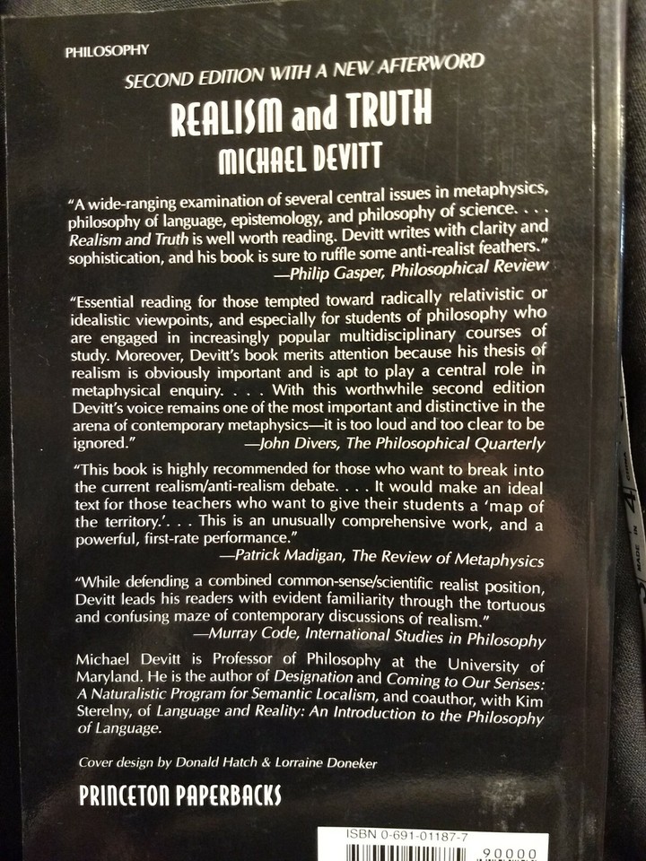 Realism and Truth by Michael Devitt (1997, Trade Paperback, Revised edition) 9780691011875 | eBay