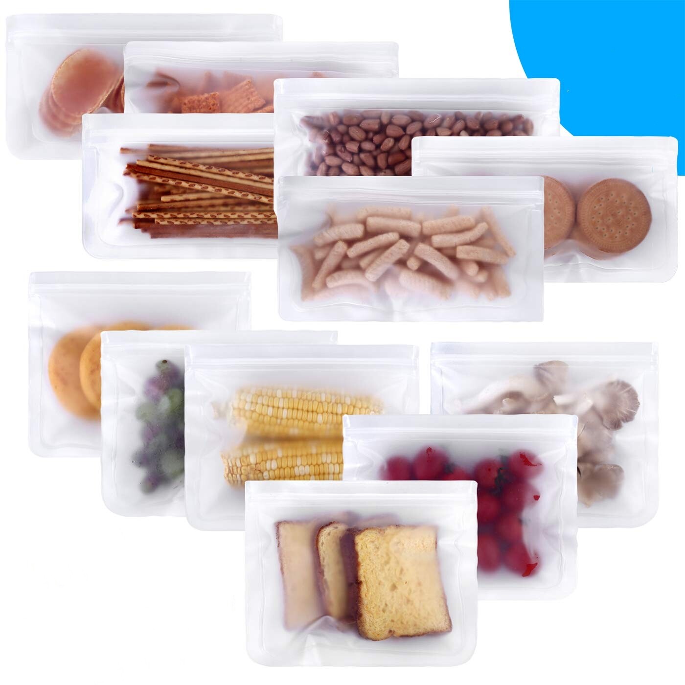 Eco-Friendly Reusable Food Storage Bags Leakproof Ziplock Snacks ...