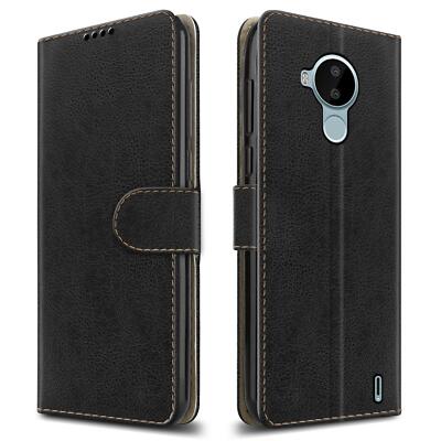 For Nokia C30 Case, Slim Leather Wallet Flip Stand Phone Cover + Screen ...