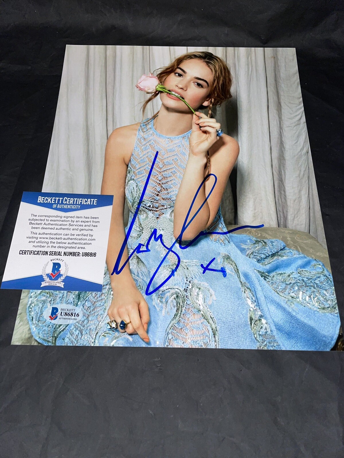 Lily Collins Signed 8x10 Photo Cinderella Actress Beckett | eBay