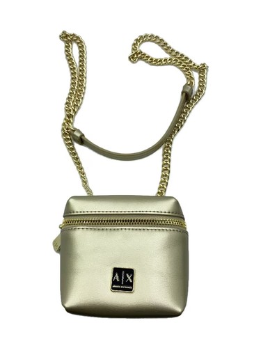 ARMANI EXCHANGE Faux Leather Shoulder Bag, GLD, Plain, AX Logo, Mini ...