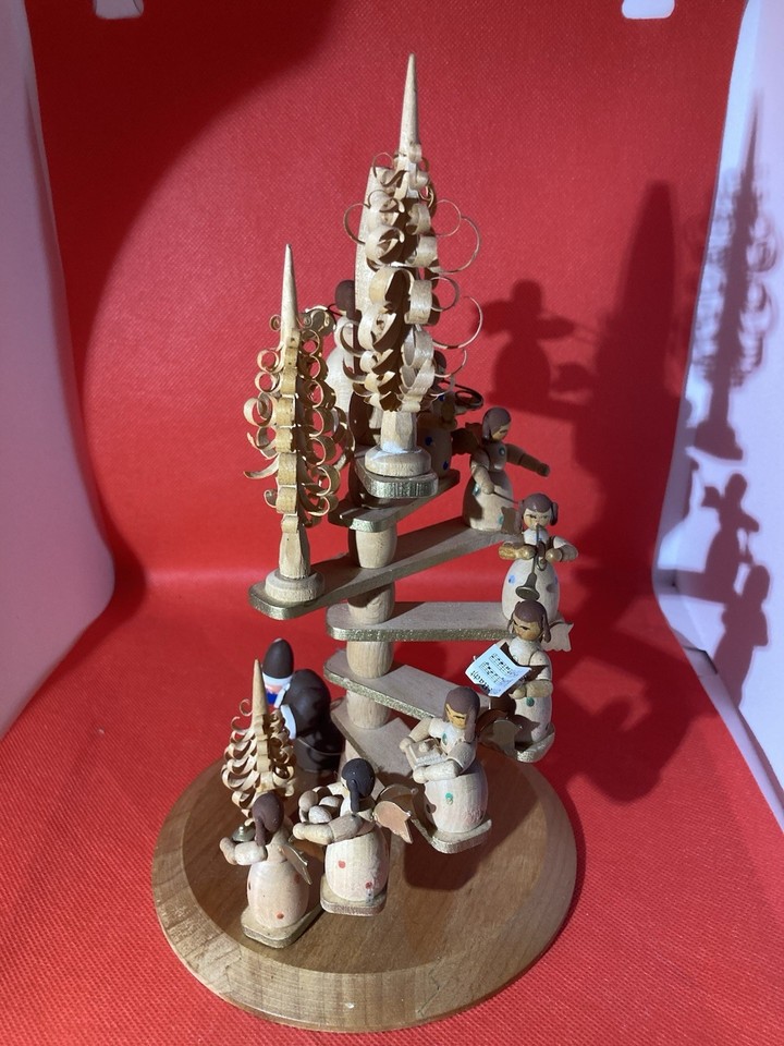 Vtg Erzgebirge Wooden German Angel Windmill Carousel Pyramid Nativity ...