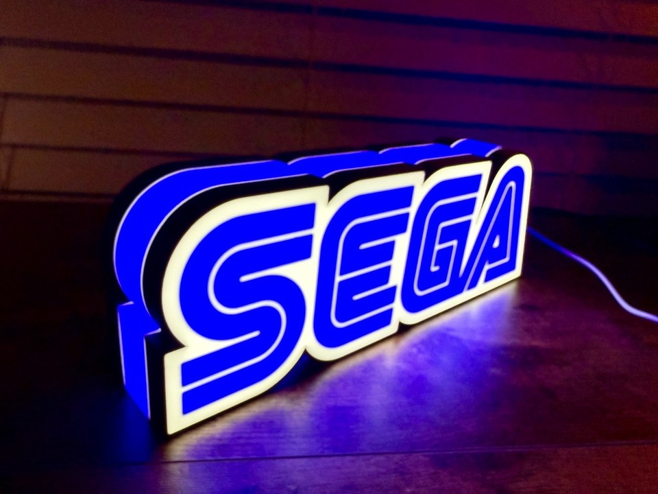 Sega Video Game Led Light Box Sign lamp Sonic Genesis logo - desk and ...