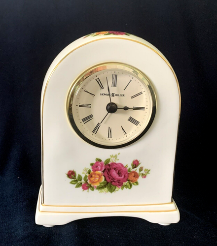 Howard Miller Porcelain Mantle Shelf Clock. Floral Old Country Roses ...