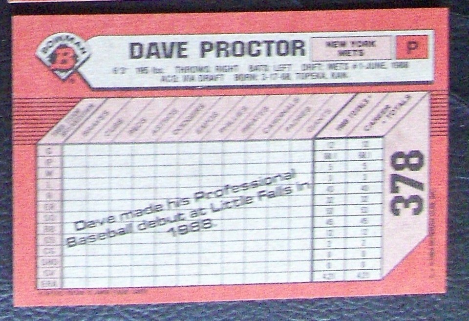 BOWMAN 1989 Baseball Card #378 Dave Proctor. New condition | eBay