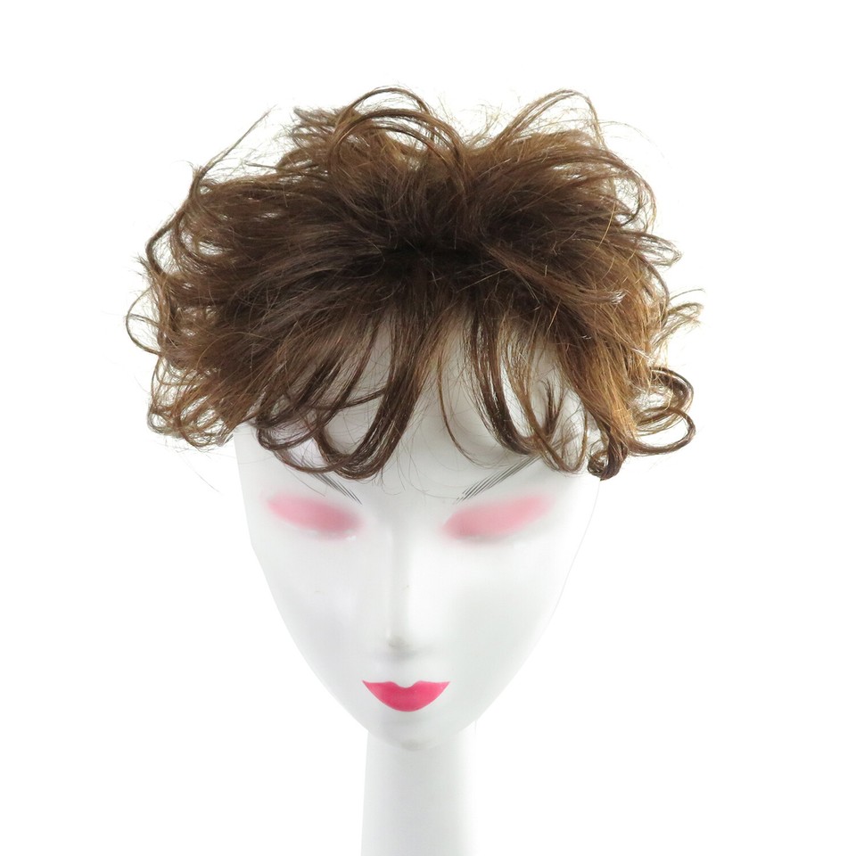 Short Curly Wavy Human Hair Toppers Seamless Fluffy Clip in Crown ...