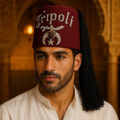 Vintage Shriners Tripoli Hat Maroon Fez Masonic Lodge Rhinestone Tassel Rare | eBay