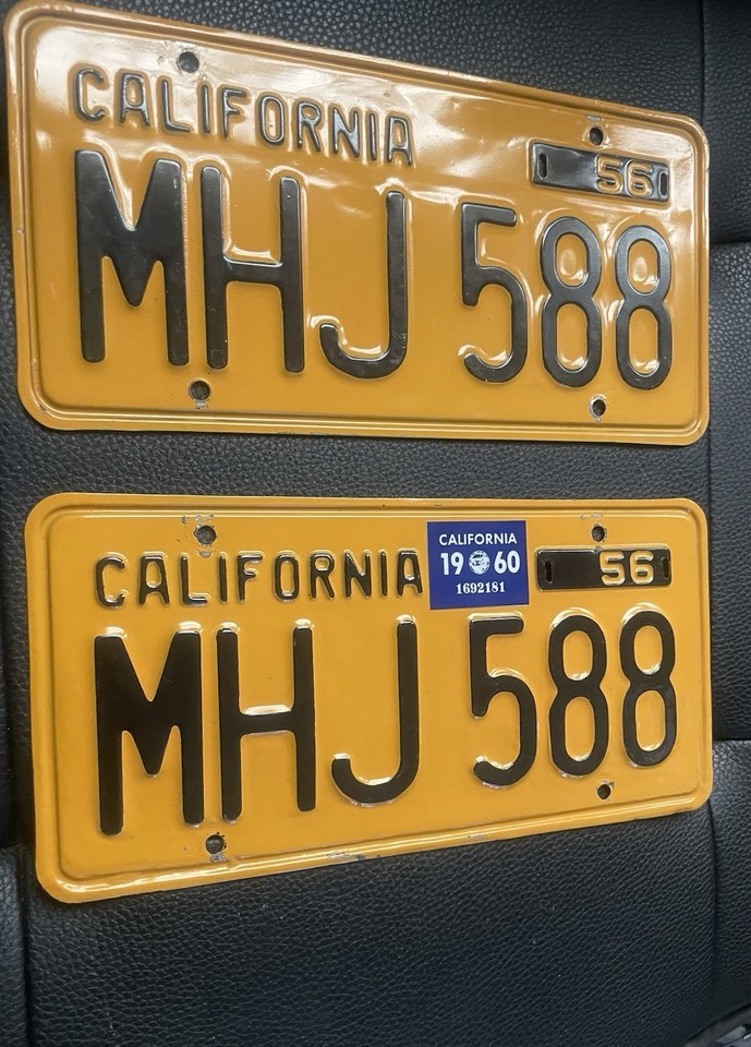 1956 Vintage California License Plate Set DMV CLEARED | eBay
