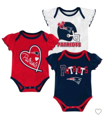 New England Patriots NFL Infant/Baby Girls’ 3-Pack Bodysuits Creepers ...