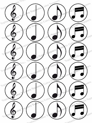 24 Music Notes Edible Icing Cupcake Fairy Cake Party Bun Toppers | eBay UK