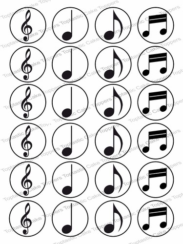 24 Music Notes Edible Icing Cupcake Fairy Cake Party Bun Toppers | eBay
