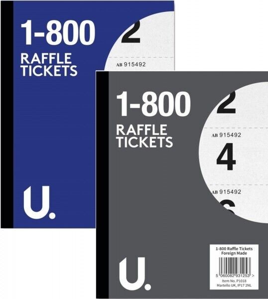 Cloakroom Raffle Books Color Tickets Duplicate Numbered 1-800 Draw ...