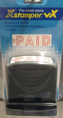 OFFICE STAMPS PRE-INKED STAMP 'PAID' NO PAD REQUIRED 20,000 IMPRESSIONS ...